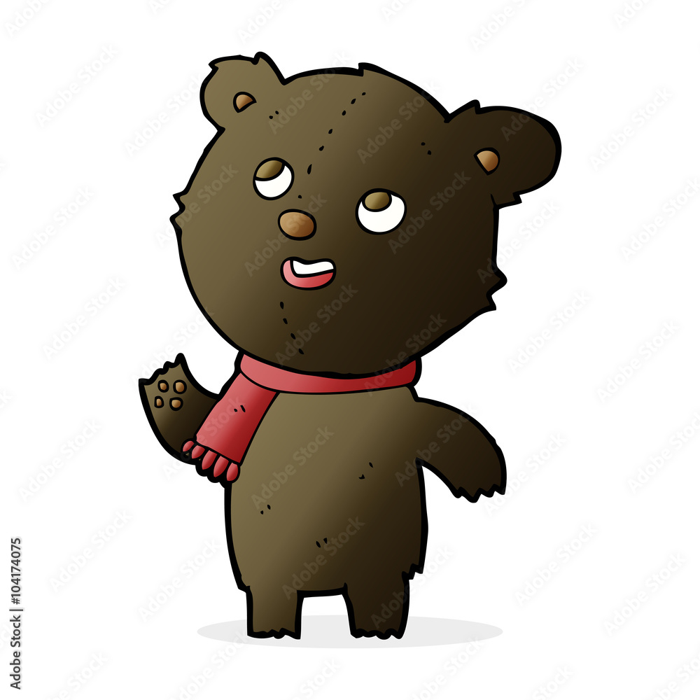 cartoon black bear wearing scarf Stock Vector | Adobe Stock