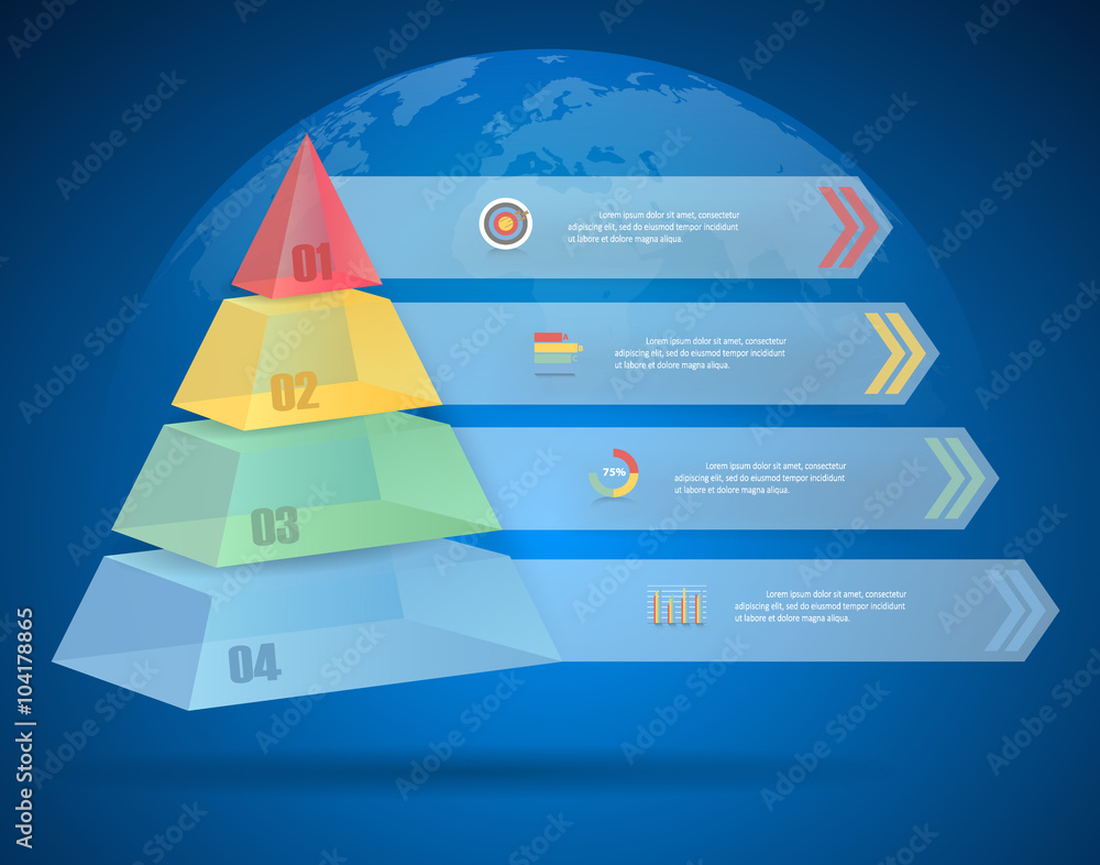 Design pyramid infographic 4 steps. can be used for workflow layout ...
