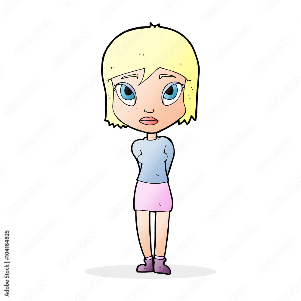 cartoon shy girl Stock Vector | Adobe Stock