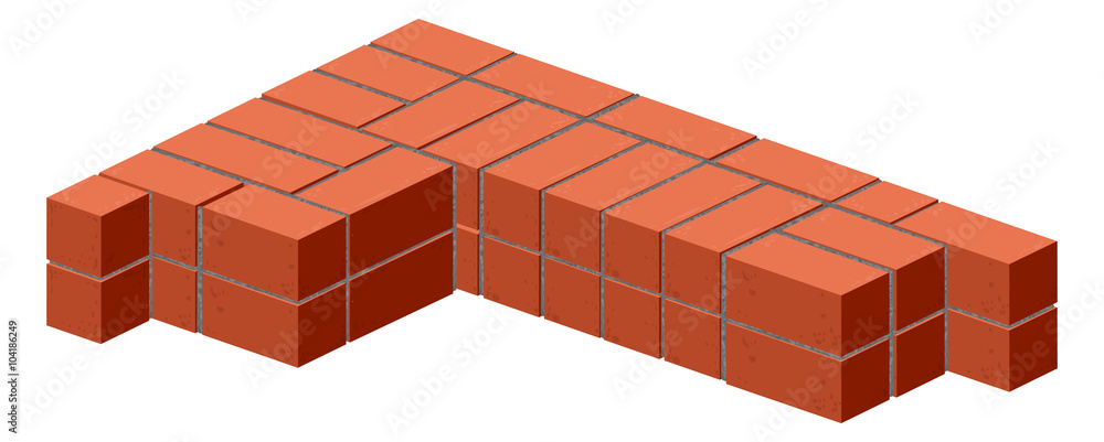 Brickwork. Masonry bricks in half. Construction of a brick wall. Brick ...