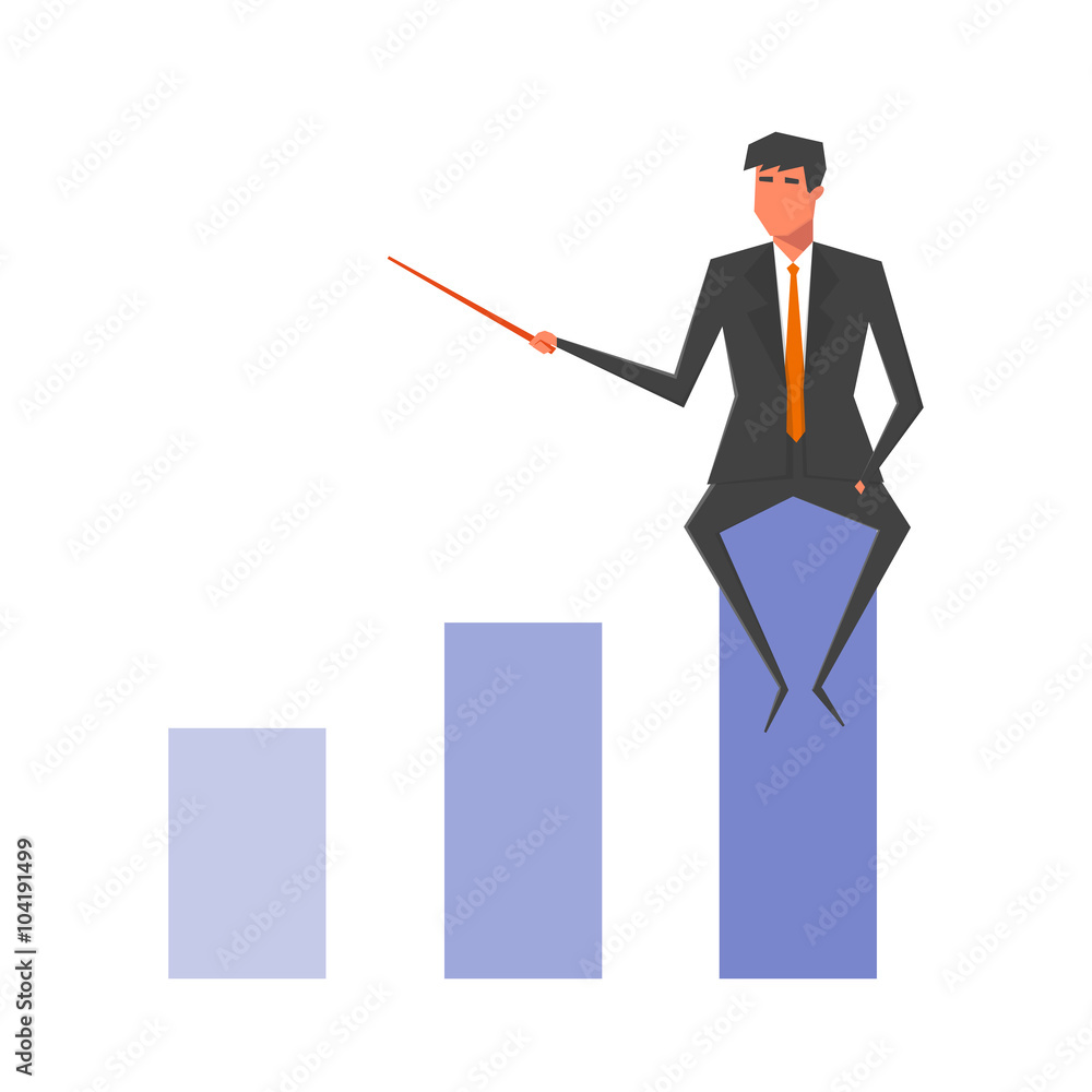 Business Man pointing graph. Business Man and chart growth concept ...
