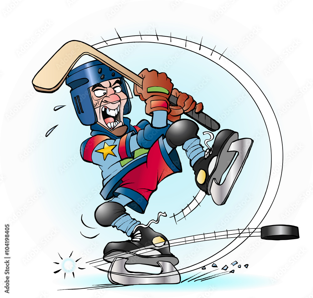 Vector Cartoon Illustration Of A Slap Shot In Hockey Stock Vector Adobe Stock