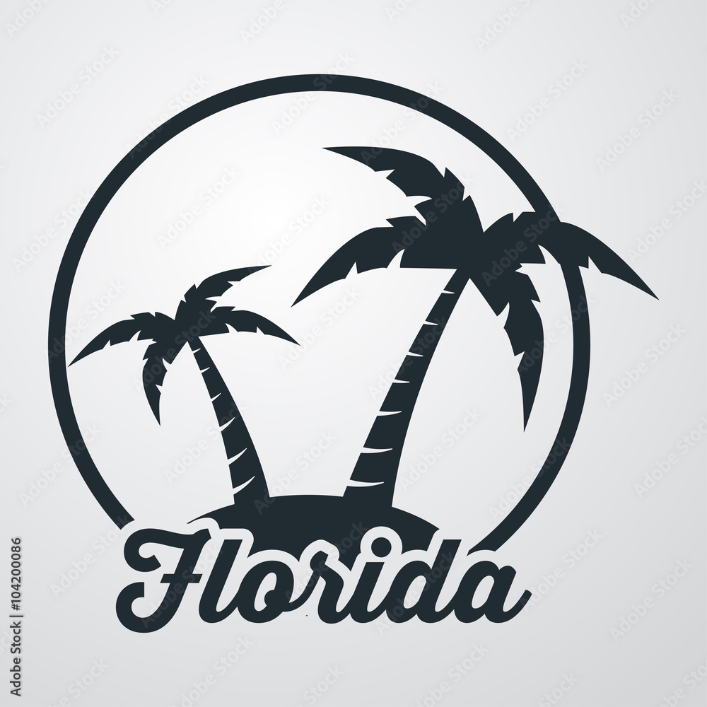 Icono plano Florida en isla en fondo degradado Stock Vector | Adobe Stock