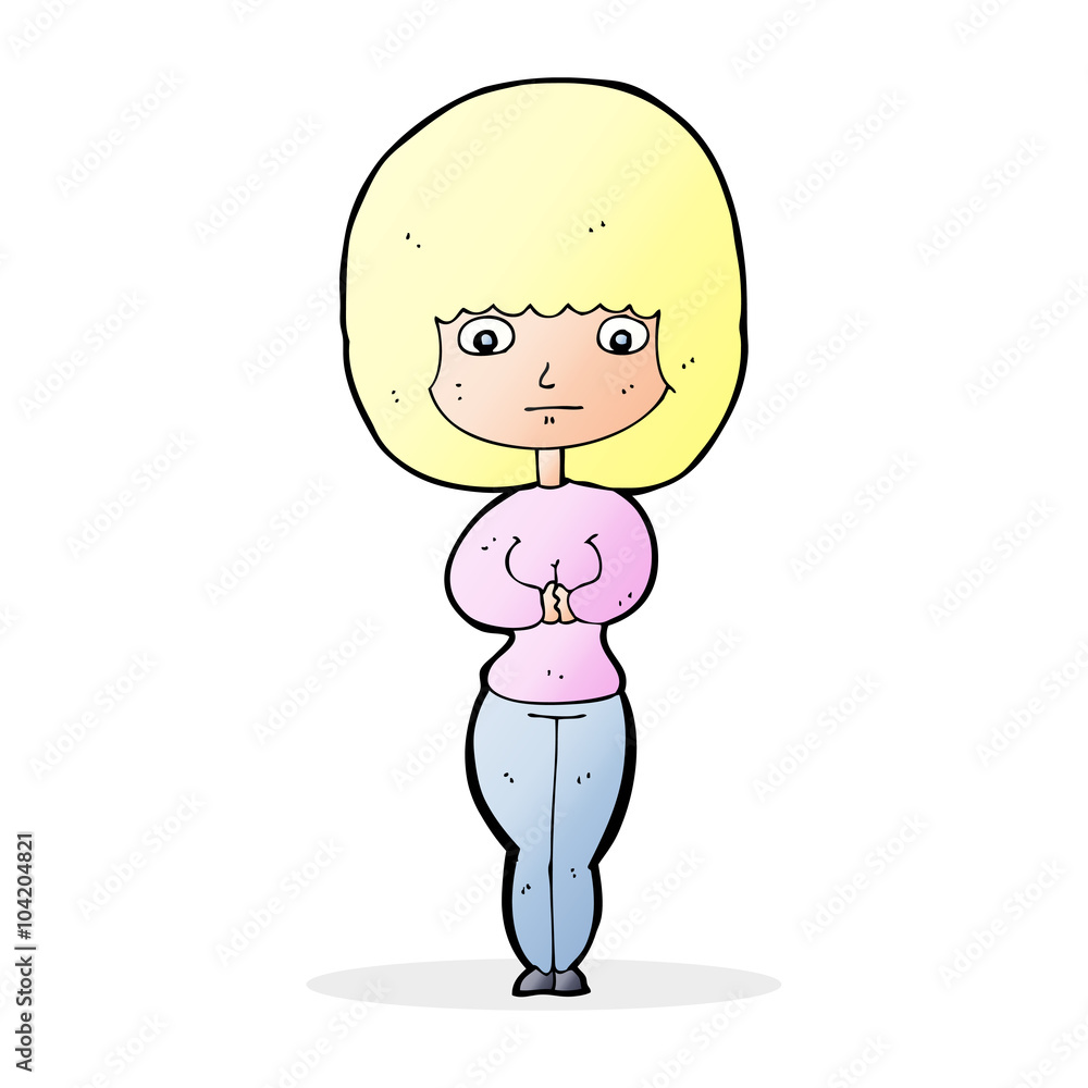 cartoon shy woman Stock Vector | Adobe Stock