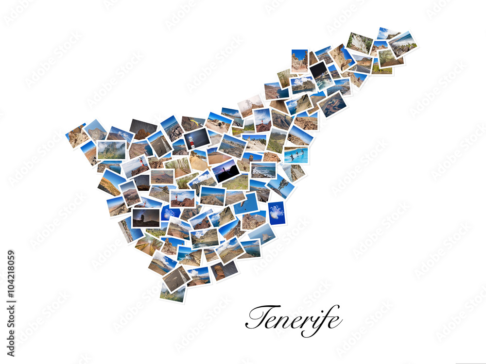 A collage of my best travel photos of Tenerife, forming the shape of ...