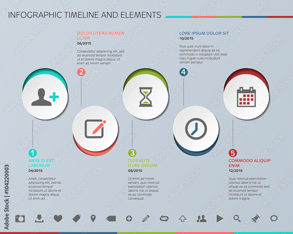 Modern design template for infographics with sample text and ico Stock ...