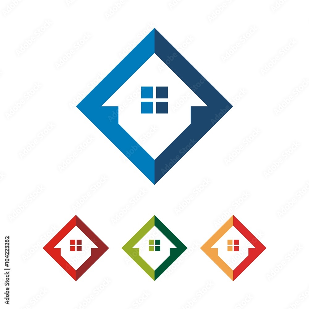 Simple Square Home House Vector Logo Design Stock Vector | Adobe Stock
