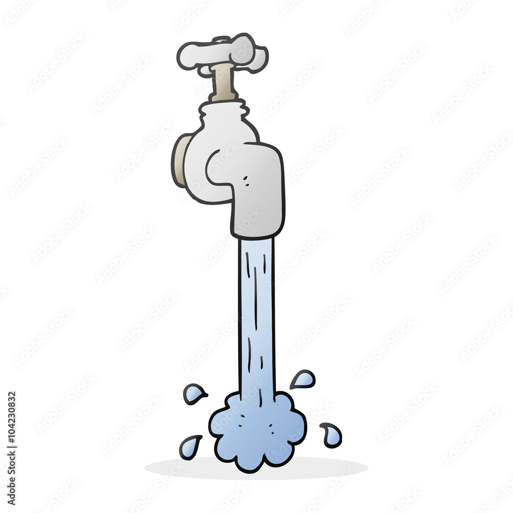 cartoon running faucet Stock Vector | Adobe Stock