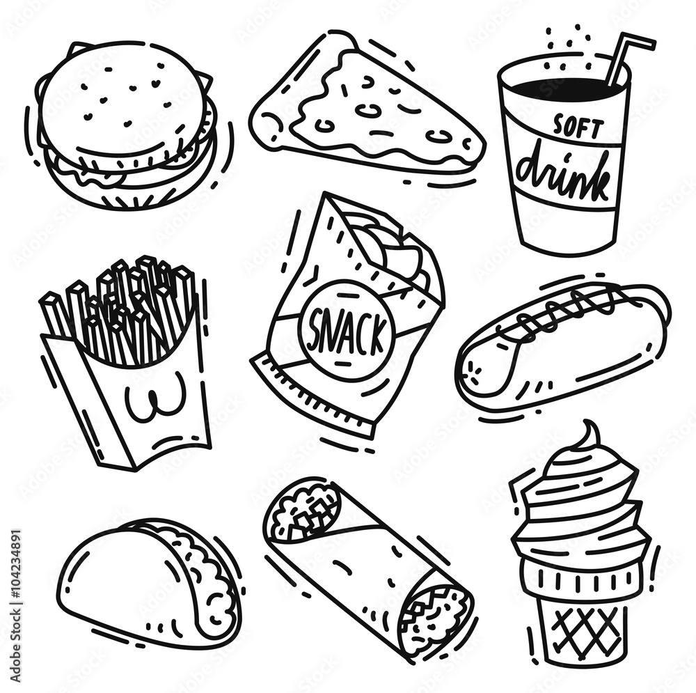 Fast Food Clipart Black And White