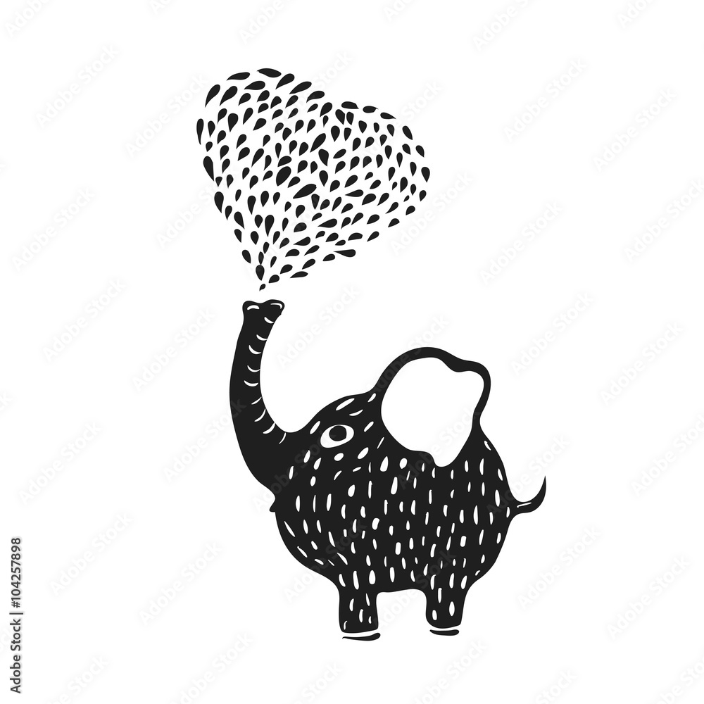 Elephant Trunk Heart Silhouette