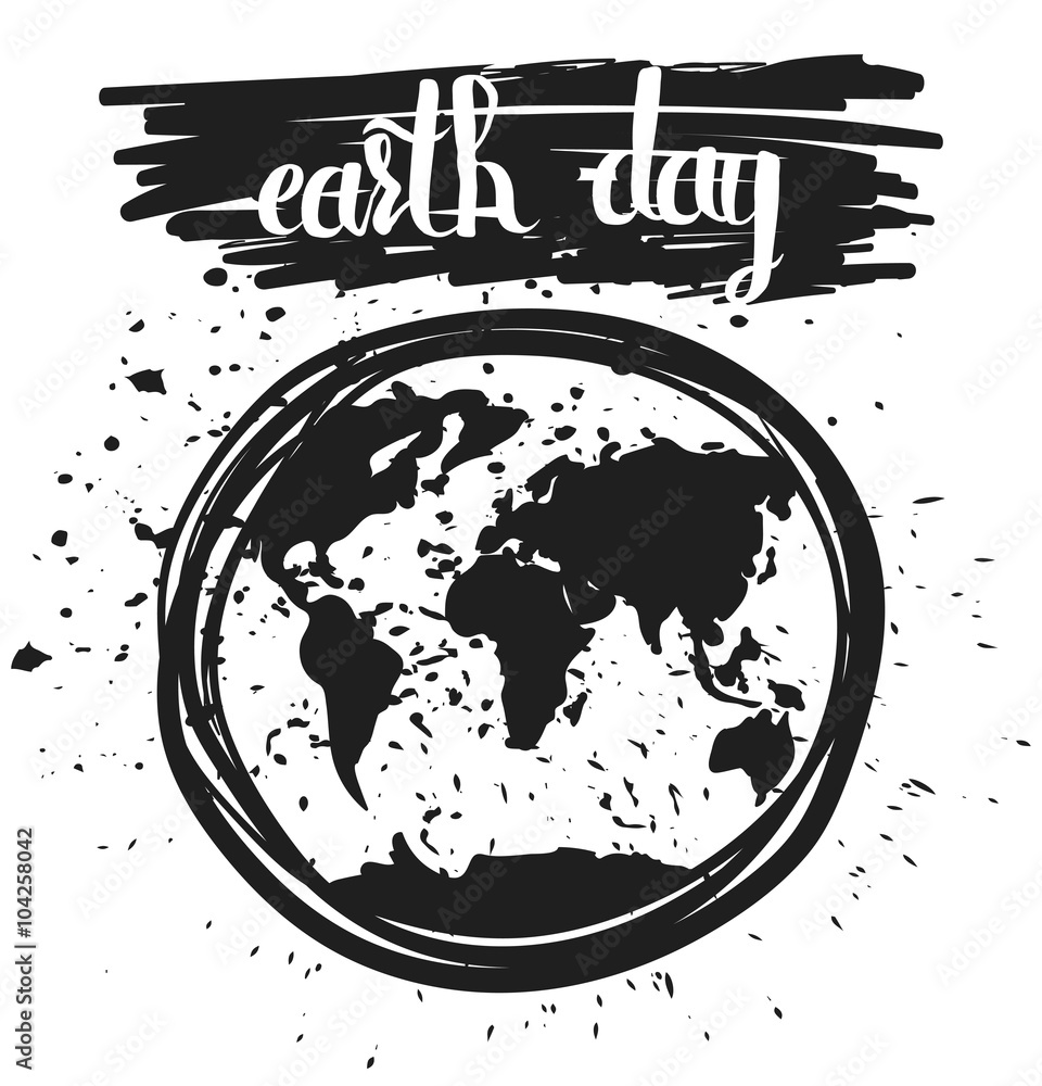 Hand drawn typography poster for the world day of the earth isolated on ...