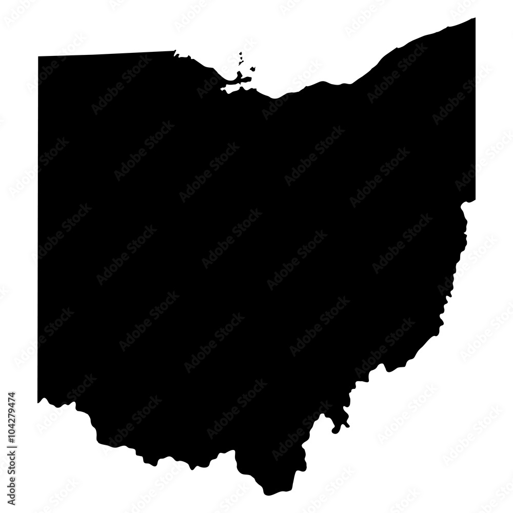 Poster Ohio black map on white background vector – Wall Art | UkPosters