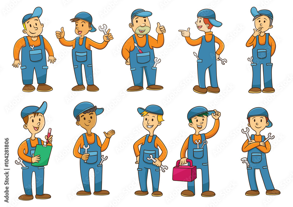 mechanic cartoon Stock Vector | Adobe Stock