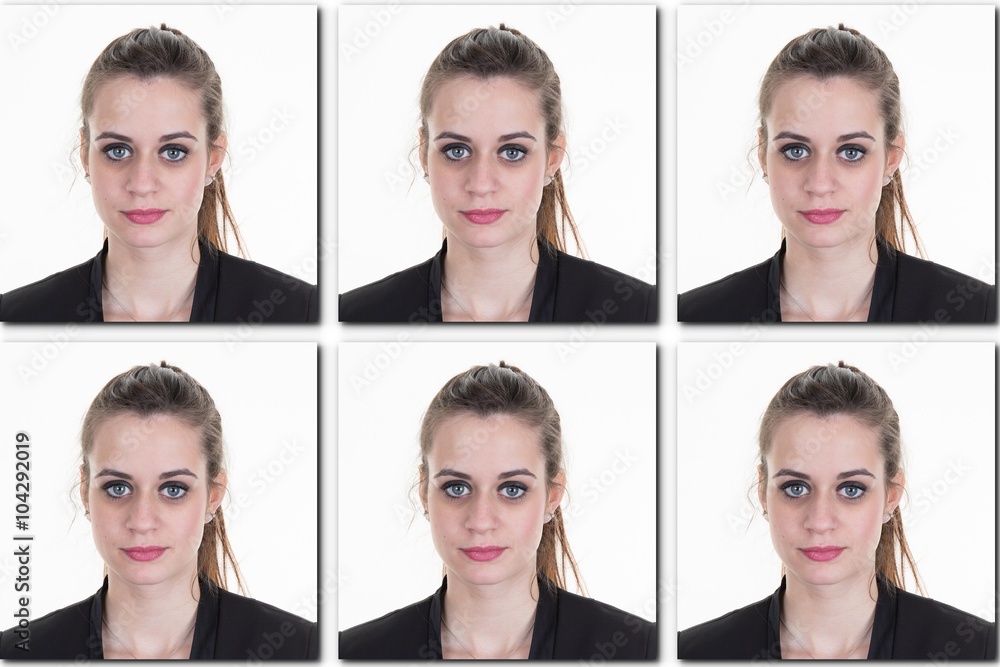 identification photo of a girl collage of 6 photo for passport ...