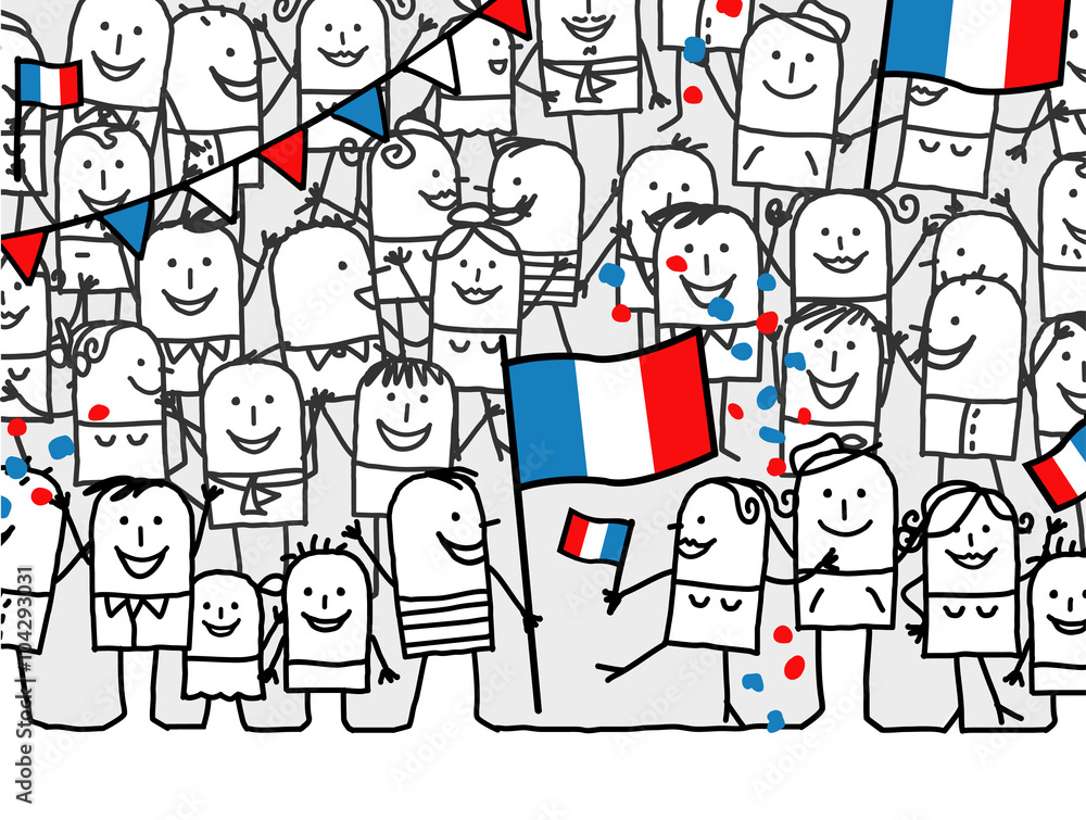 cartoon people - french national day Stock Illustration | Adobe Stock