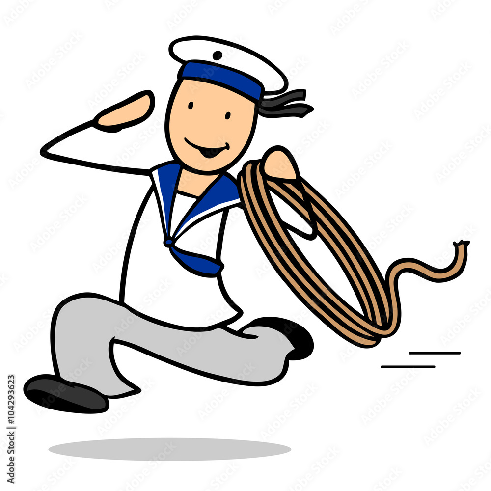 Schneller Cartoon Matrose läuft Stock-Illustration | Adobe Stock