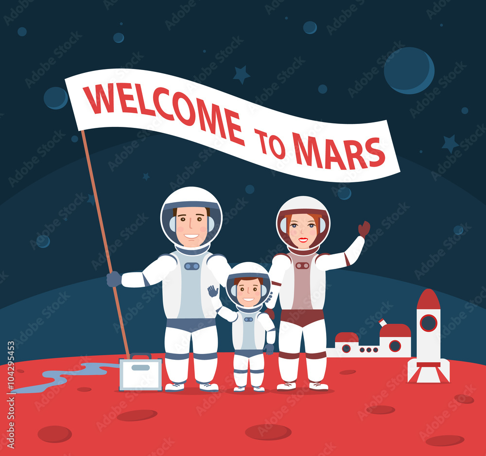 astronauts man woman and child on mars.exploration of mars. welcome to ...