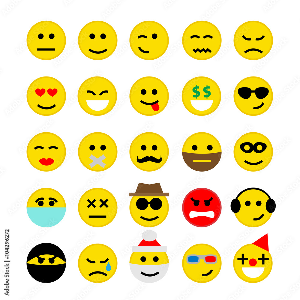 emoticons emoji smiley faces set isolated on white background Stock ...