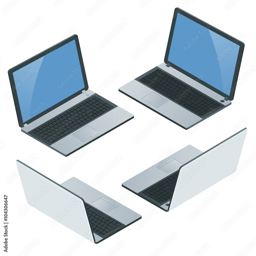 Laptop with blank screen isolated on white background. Laptop Icon ...