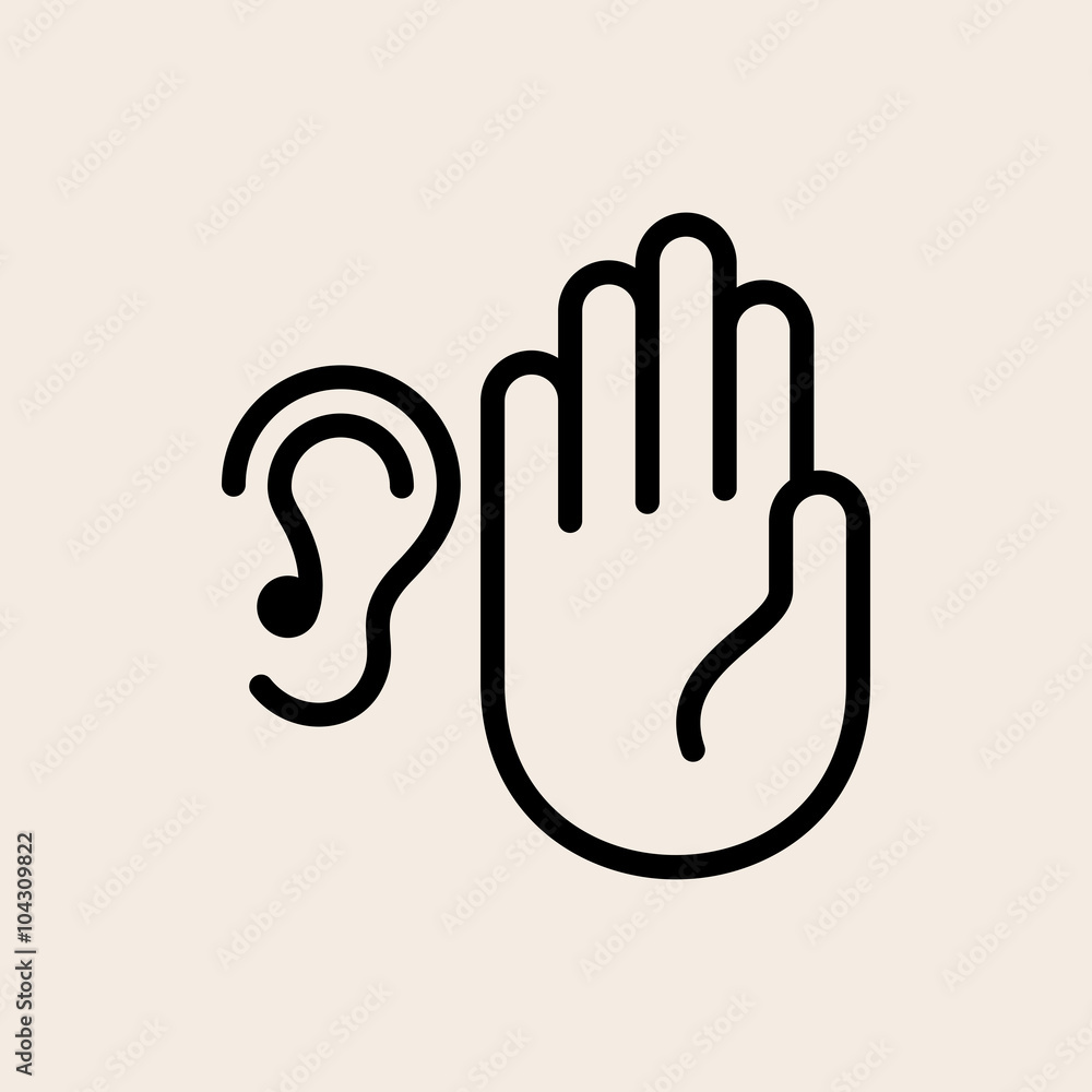 Ear Listen Hand Icon Stock Vector | Adobe Stock