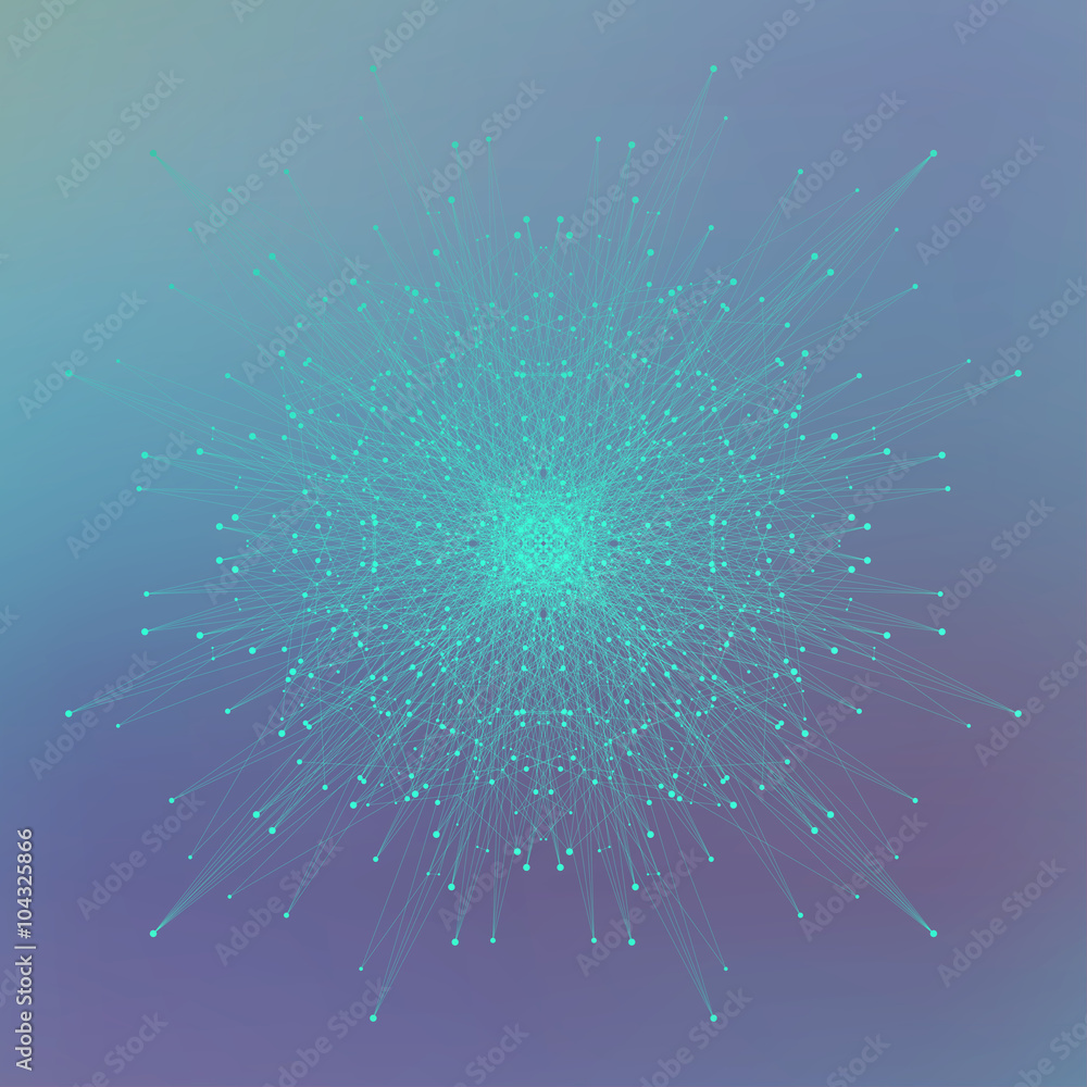 Geometric Abstract Form With Connected Line And Dots Graphic Background For Your Design Vector