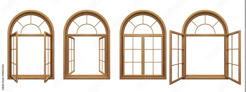 Collection of isolated wooden arched windows Stock Illustration | Adobe ...