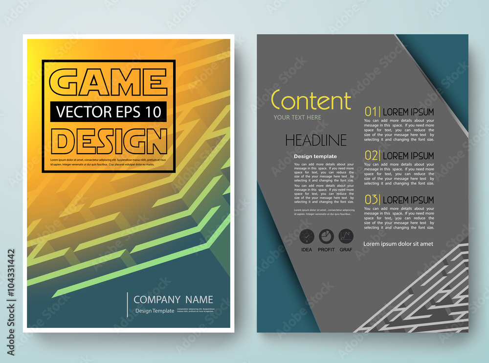 Vector game magazine,modern flyers brochure,cover,annual report,design ...