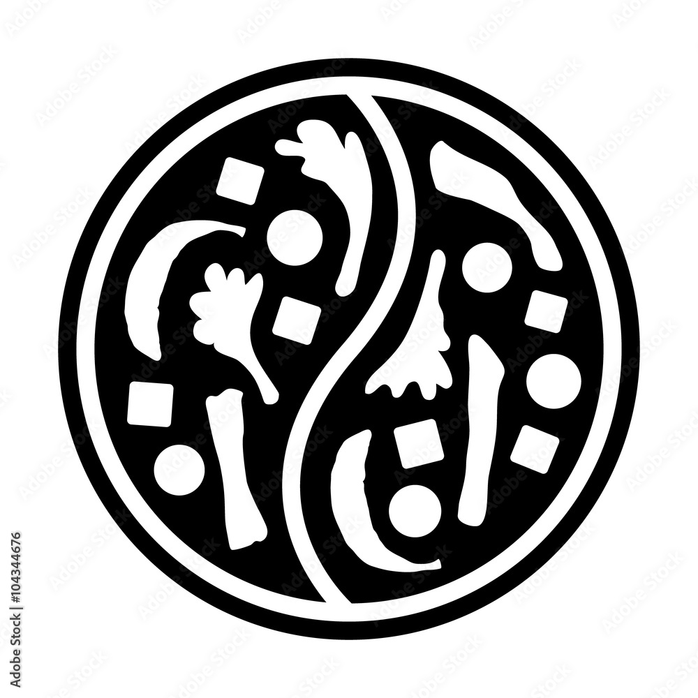 Asian hotpot / hot pot top view flat icon for food apps and websites ...