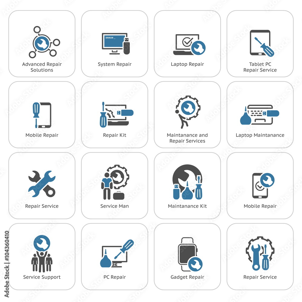Repair Service And Maintenance Icons Set Stock Vector Adobe Stock