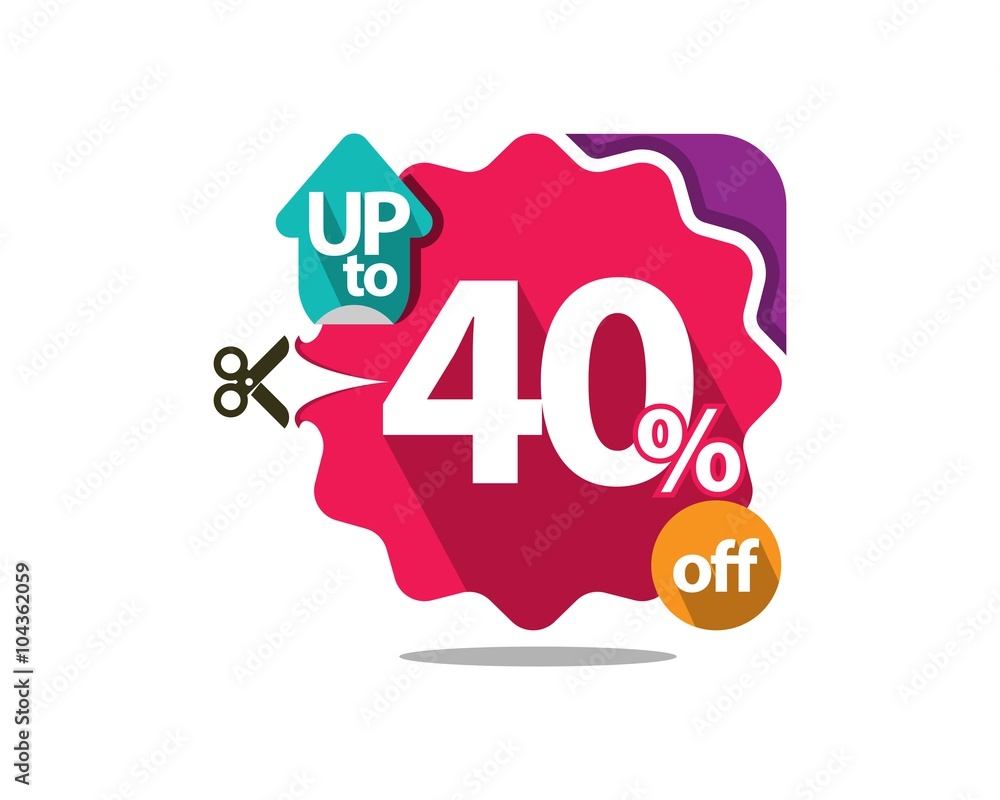 Up to 40% Discount Logo Labels Price Tags Stickers Colorful Stock ベクター ...