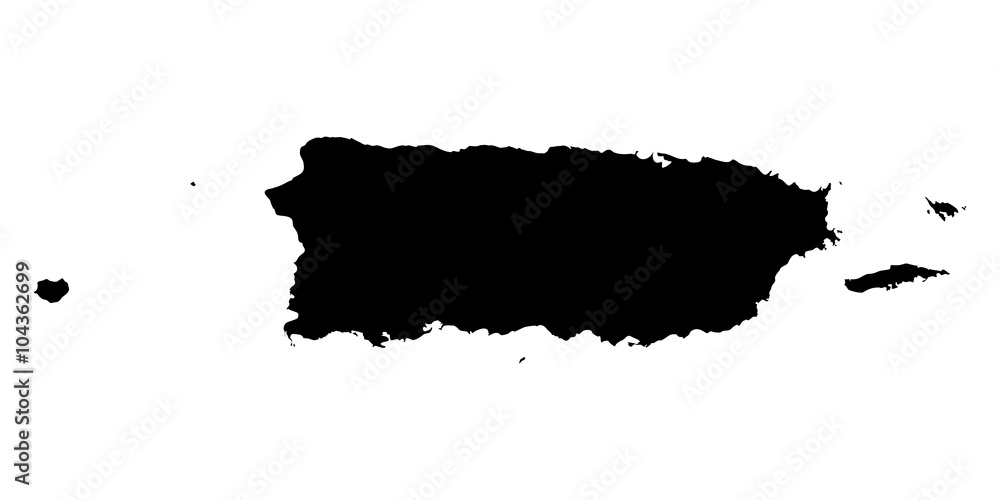 Puerto Rico black map on white background vector Stock Vector | Adobe Stock