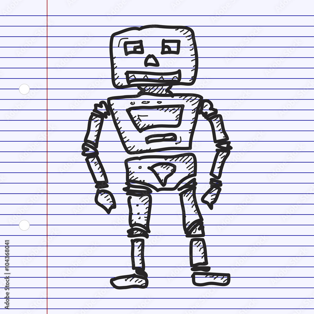 Simple doodle of a robot Stock Vector | Adobe Stock