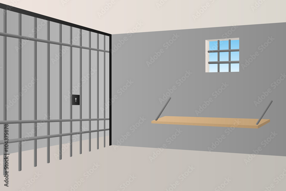 Prison jail room interior window grille illustration vector Stock ...