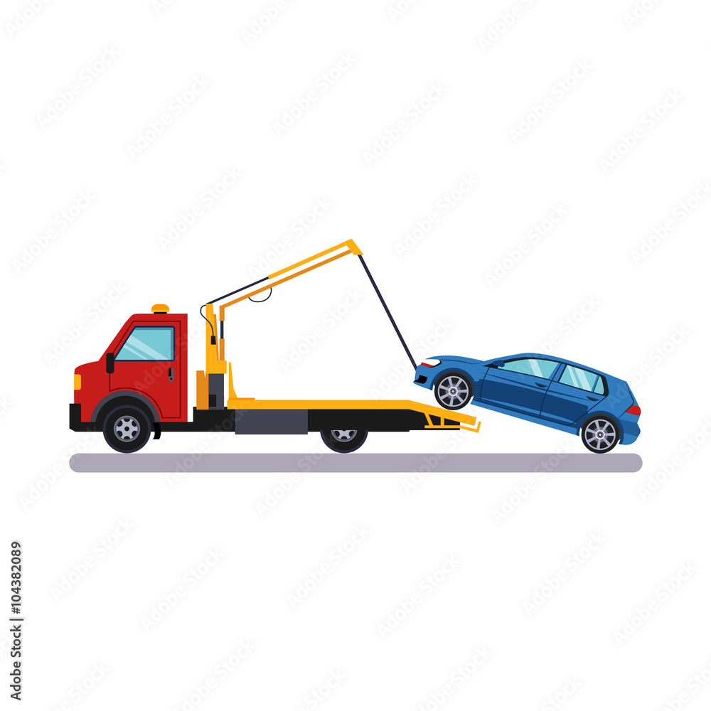 Car and Transportation Towing. Vector Illustration Stock Vector | Adobe ...