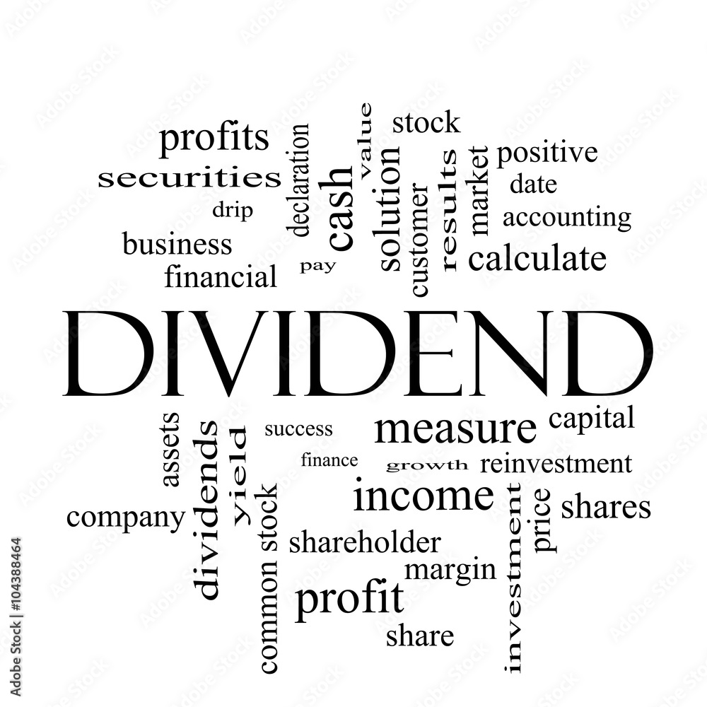 Dividend Word Cloud Concept in black and white Stock Illustration ...