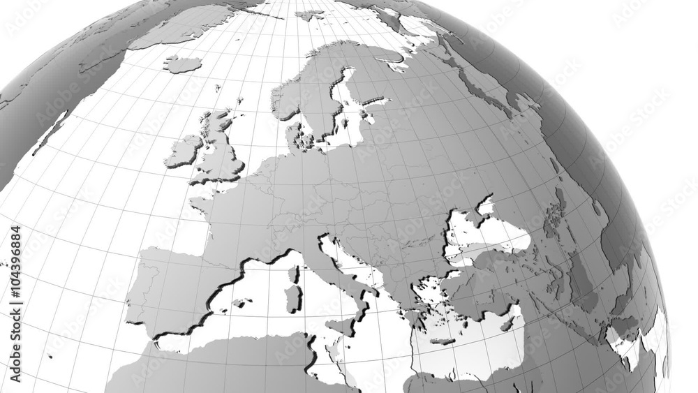 Clean Earth globe with transparent oceans and very detailed texture map ...