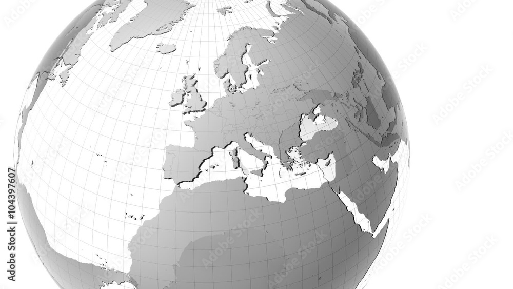 Clean Earth globe with transparent oceans and very detailed texture map ...