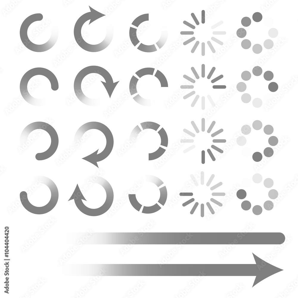 Set of loading elements. Preloaders and progress bar. Vector EPS10 ...