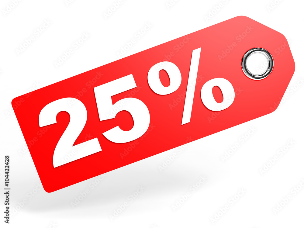 25 percent red discount tag on white background. Stock-Illustration ...