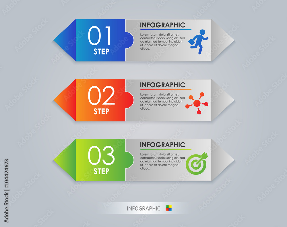 Modern arrow design template, Colorful Step. Abstract 3D digital ...