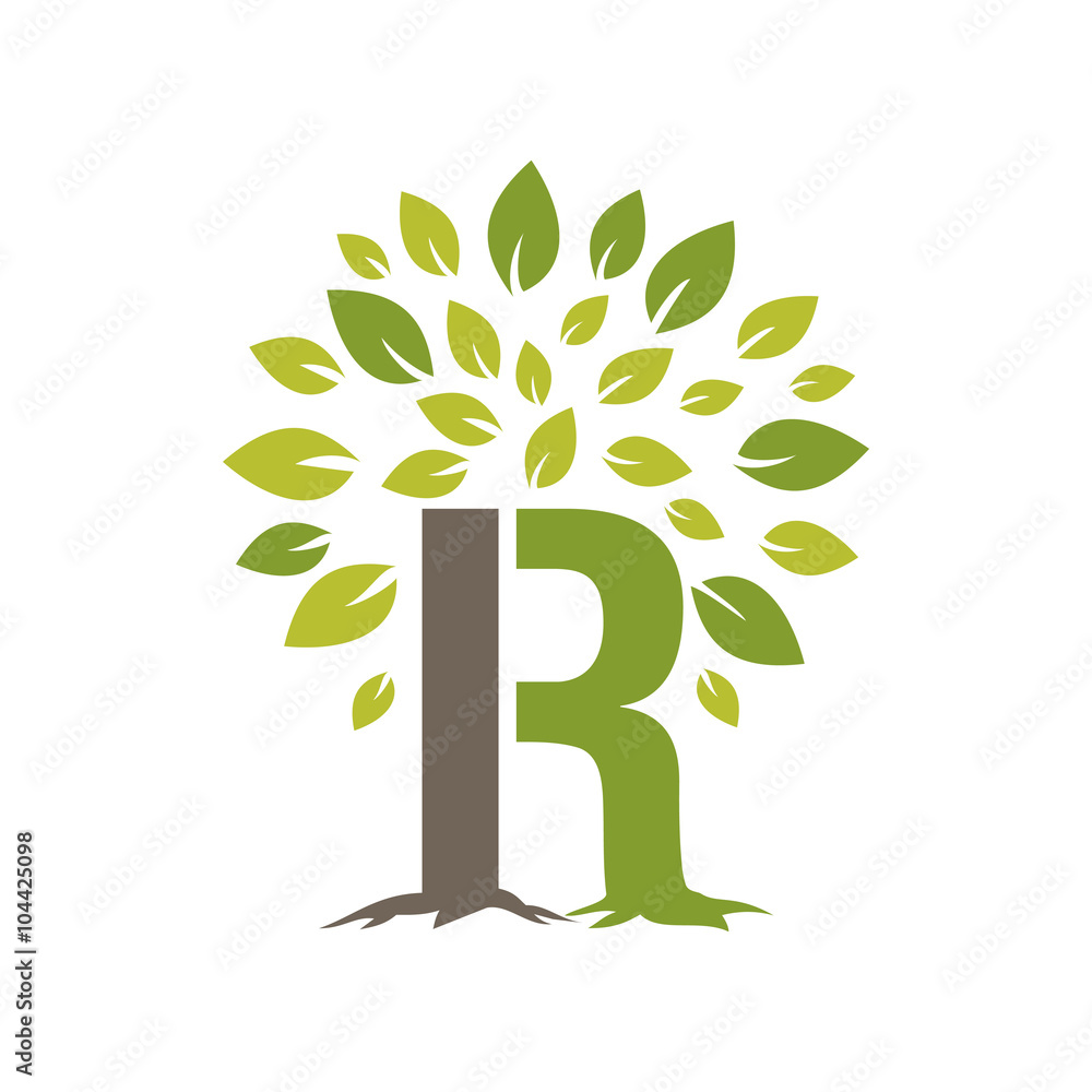 Vettoriale Stock R Green Tree Plant Letter Logo | Adobe Stock