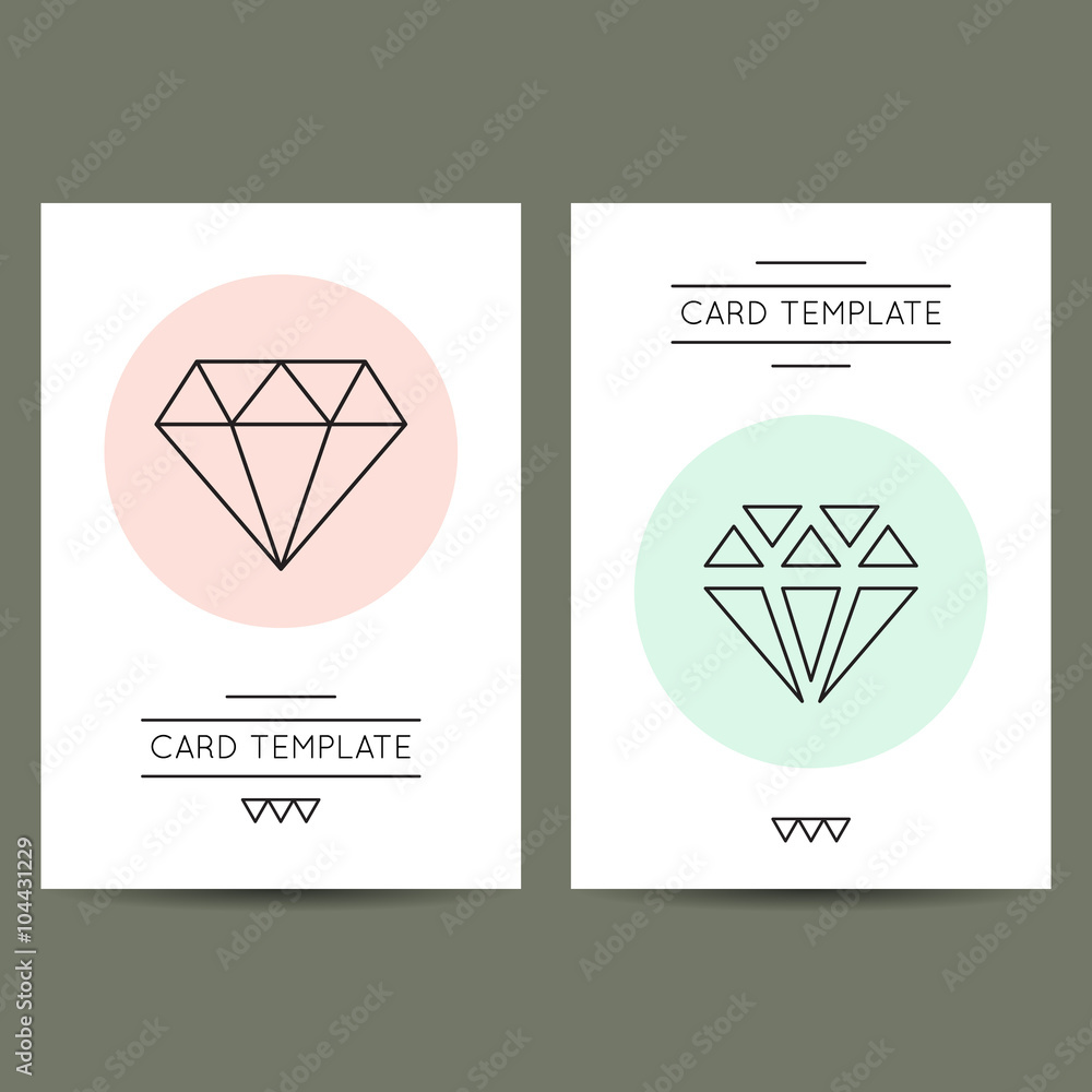 Set of vector hipster card templates with crystal like geometric ...