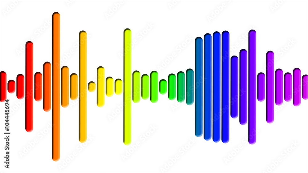 A graphic equalizer meter pulses to the beat of music in a colorful ...
