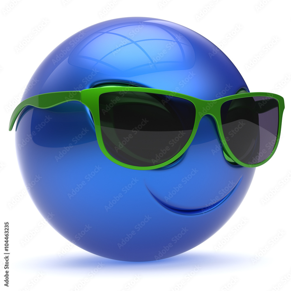 Smiley alien face sunglasses cartoon cute head emoticon blue Stock ...