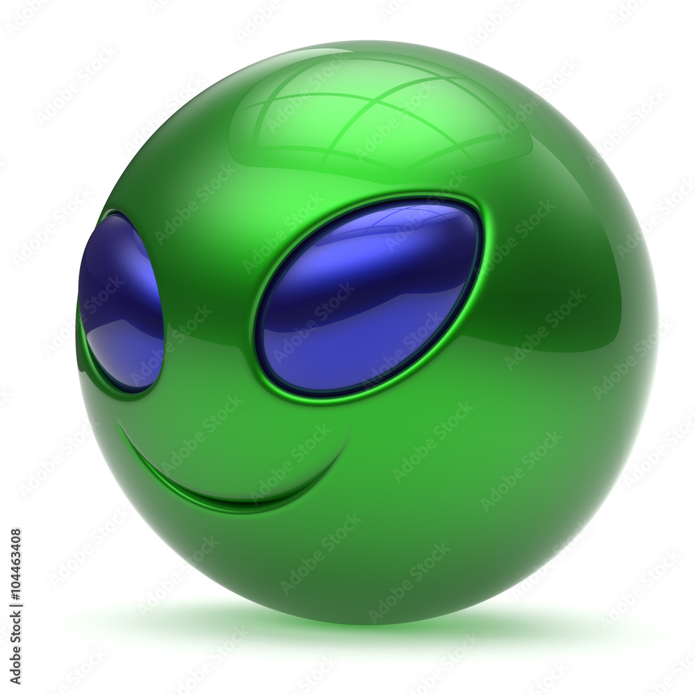 Smiley face alien cartoon cute head emoticon monster green Stock ...