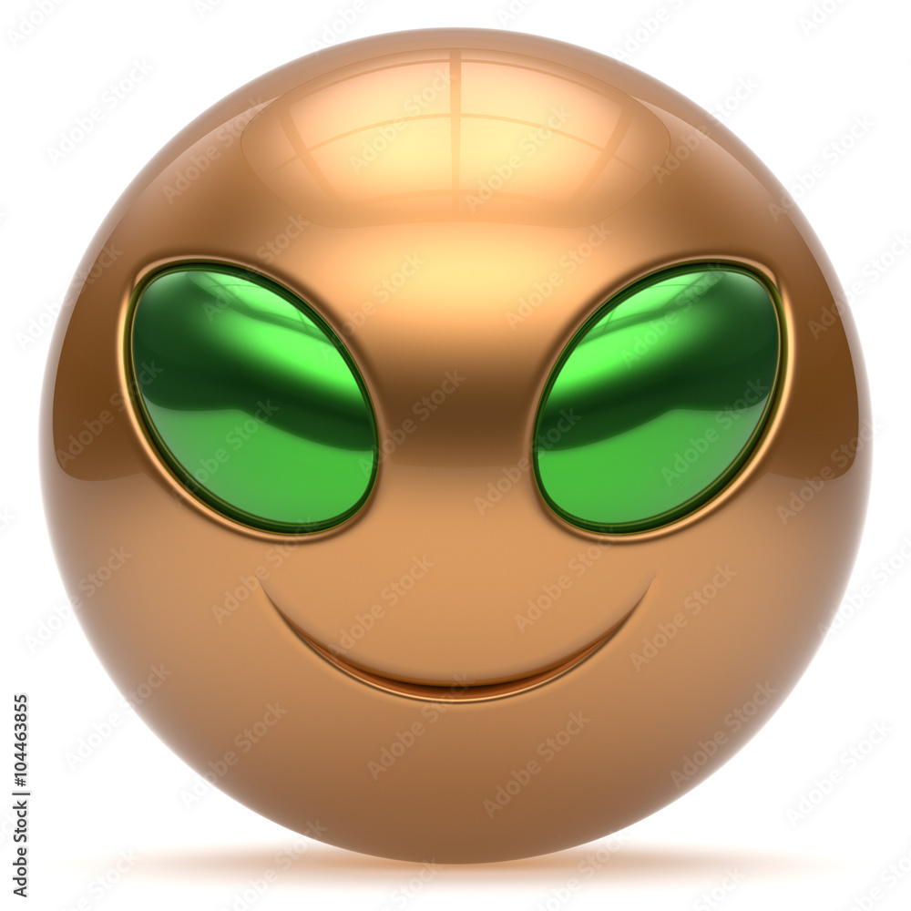 Smiley alien face cartoon cute head emoticon monster golden Stock ...