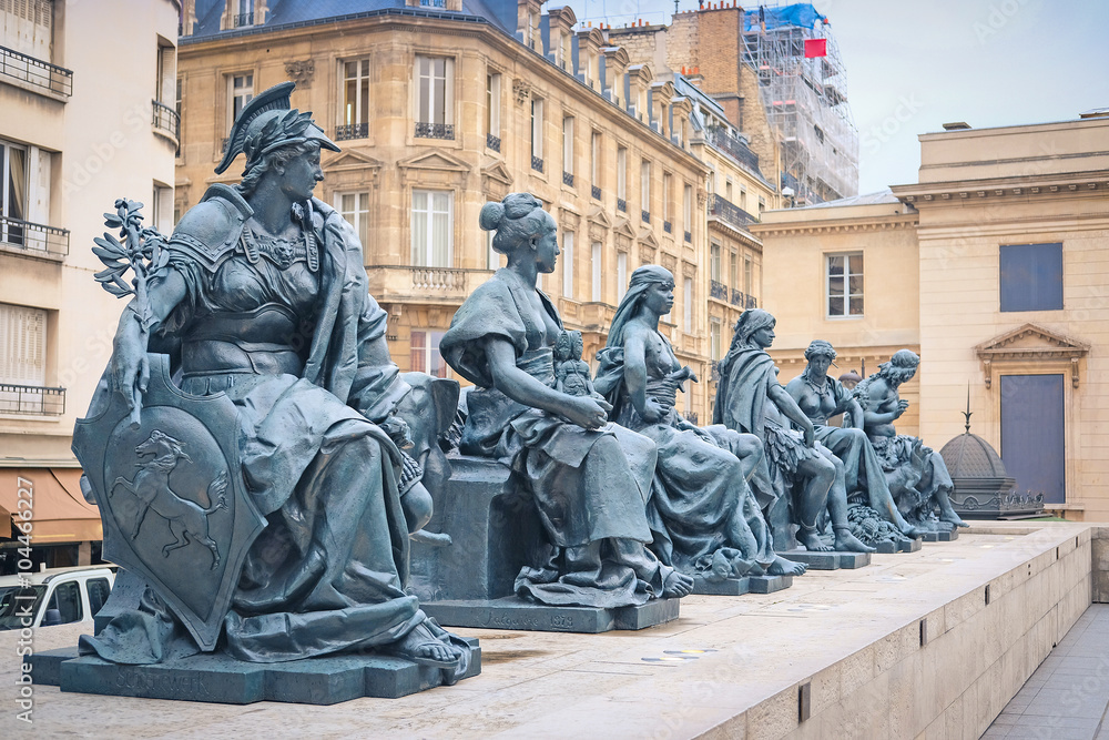 Paris, France - February 7, 2016: sculptures near musium d'Orsay in ...