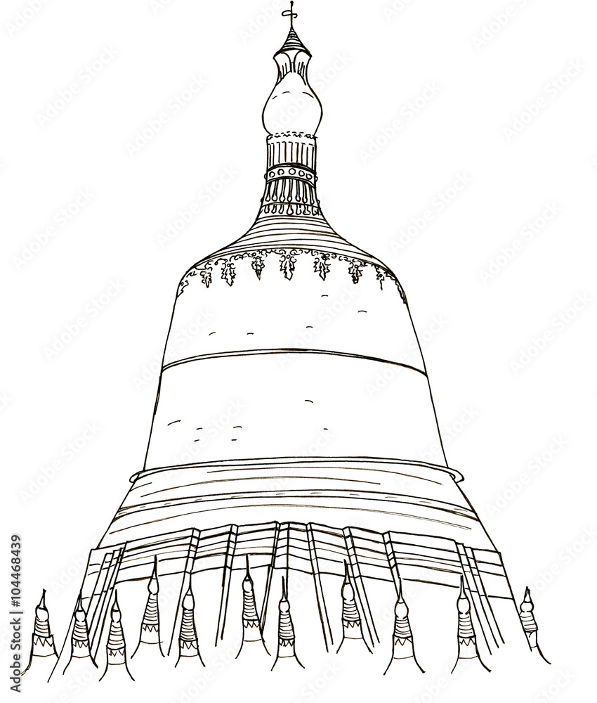Shwedagon Pagoda Drawing
