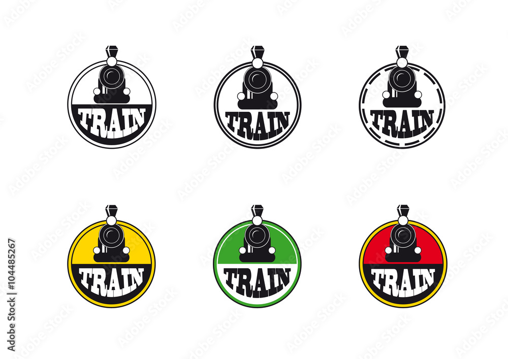 Set of icons trains. Icons trains on a white background. Locomotive ...