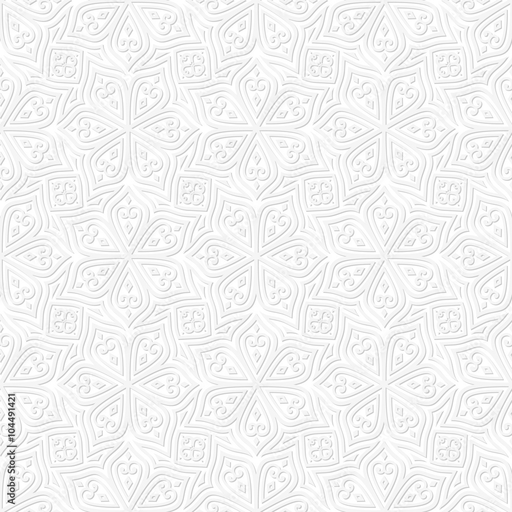 Batik Seamless Pattern. White Background Stock Vector | Adobe Stock